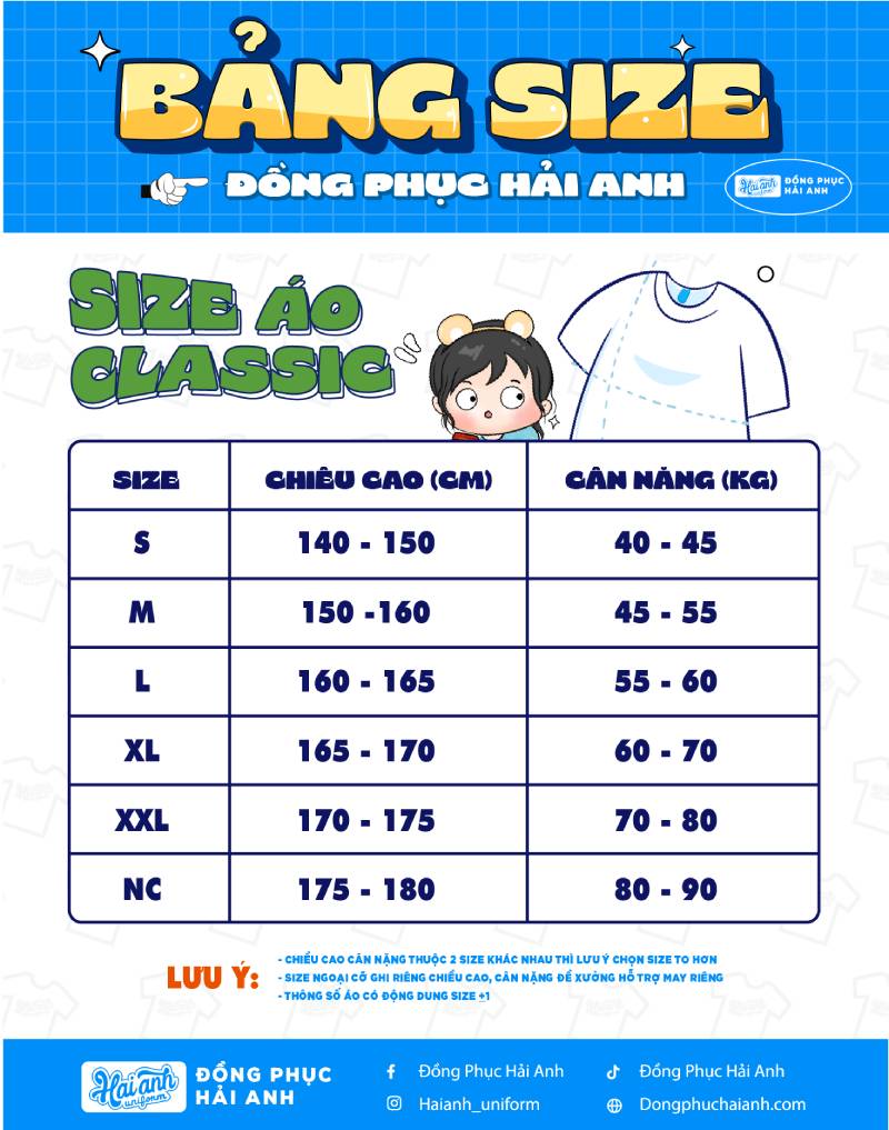 Bảng size áo nam, nữ các loại và lưu ý khi chọn kích thước áo